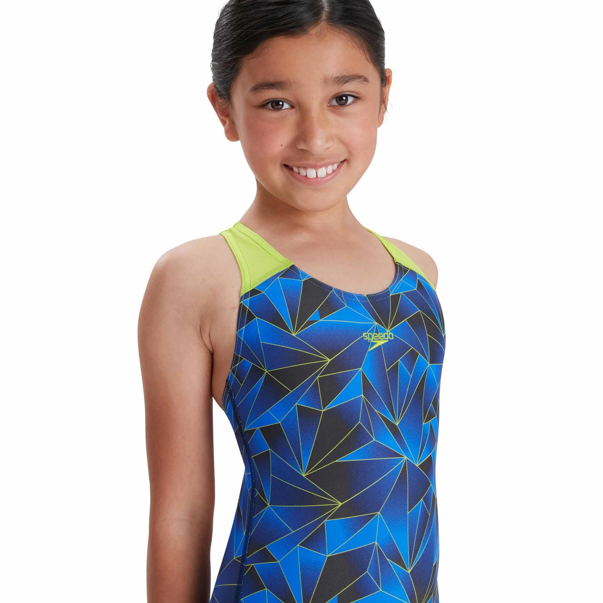 Speedo Allover Splashback Girls Swimsuit Run Charlie