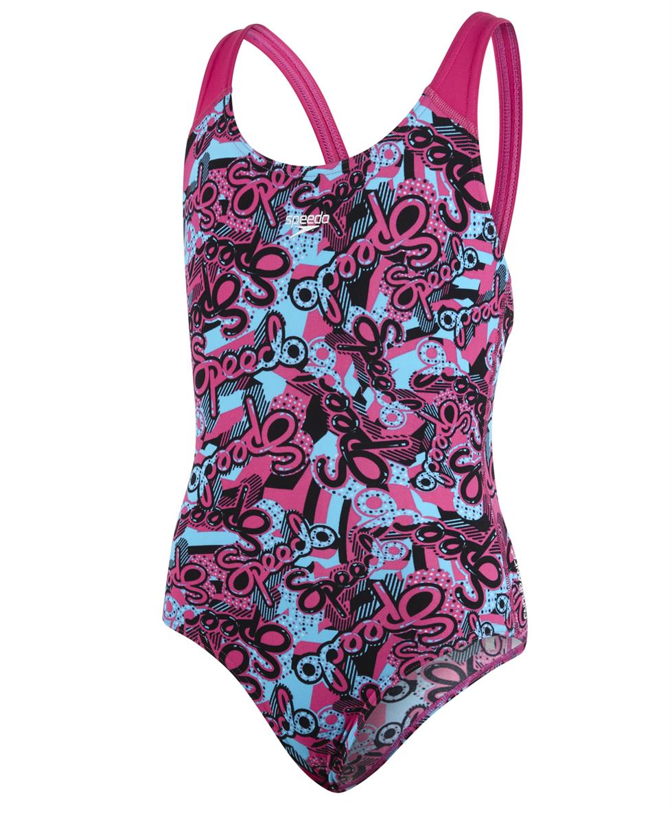 Speedo Astropop Allover Splashback Girls Swimsuit - Run Charlie