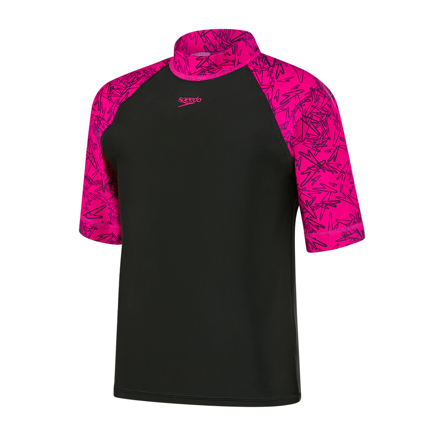 Speedo Boom Short Sleeve Girls Rash Top Black/Pink - Run Charlie