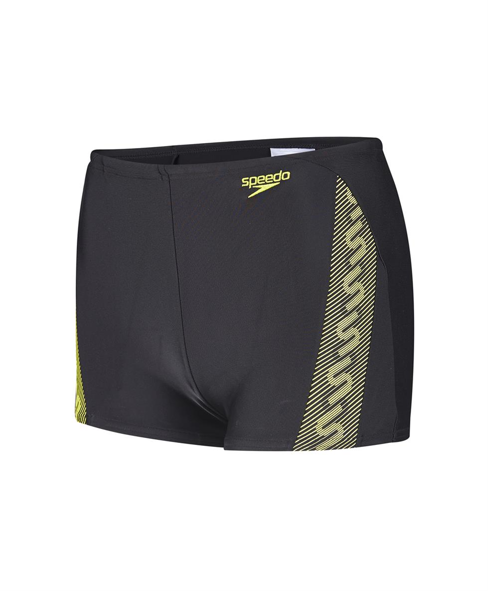 Speedo Boys Monogram Aquashort Black Lime - Run Charlie