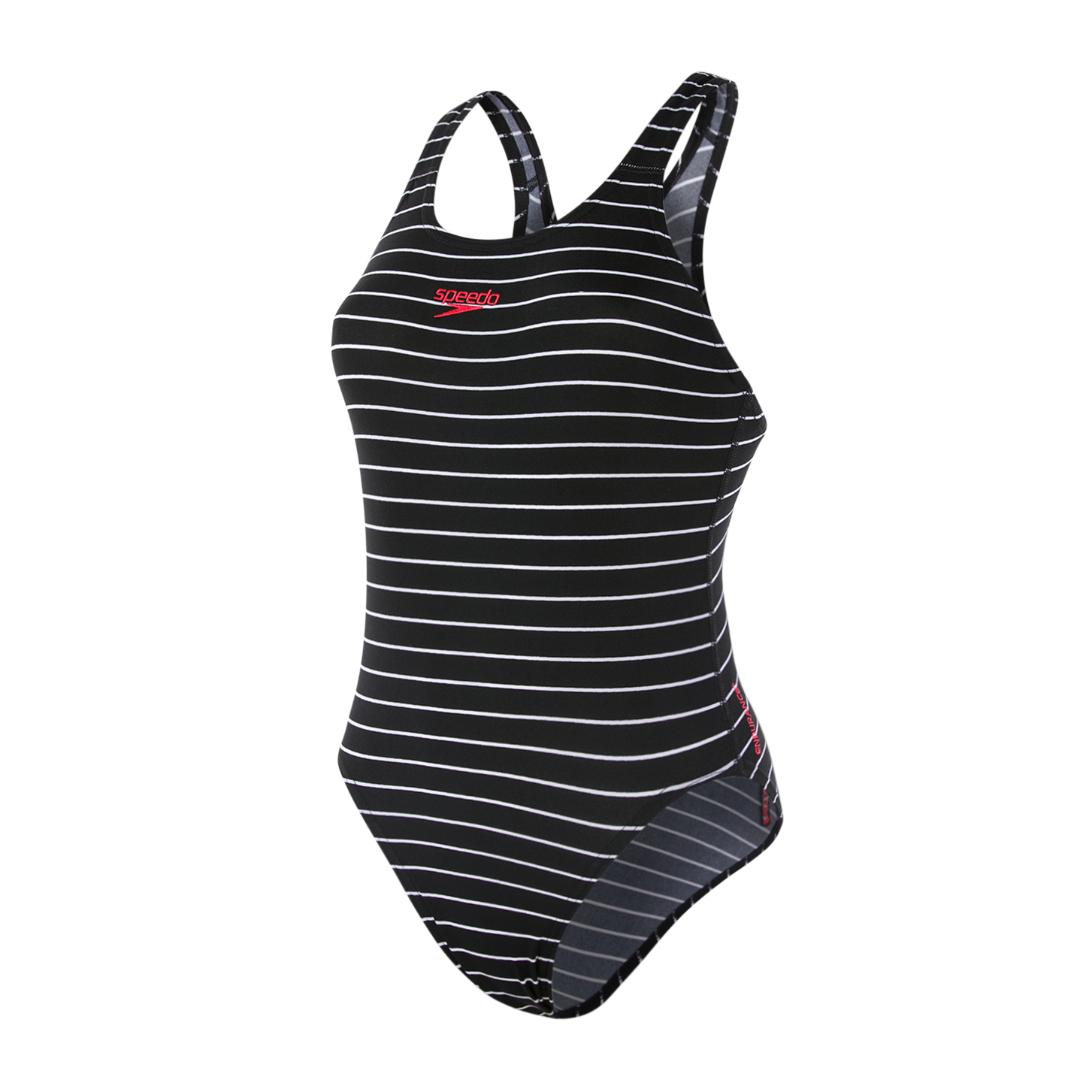 Speedo Endurance Printed Medalist Womens Swimsuit Black White Run