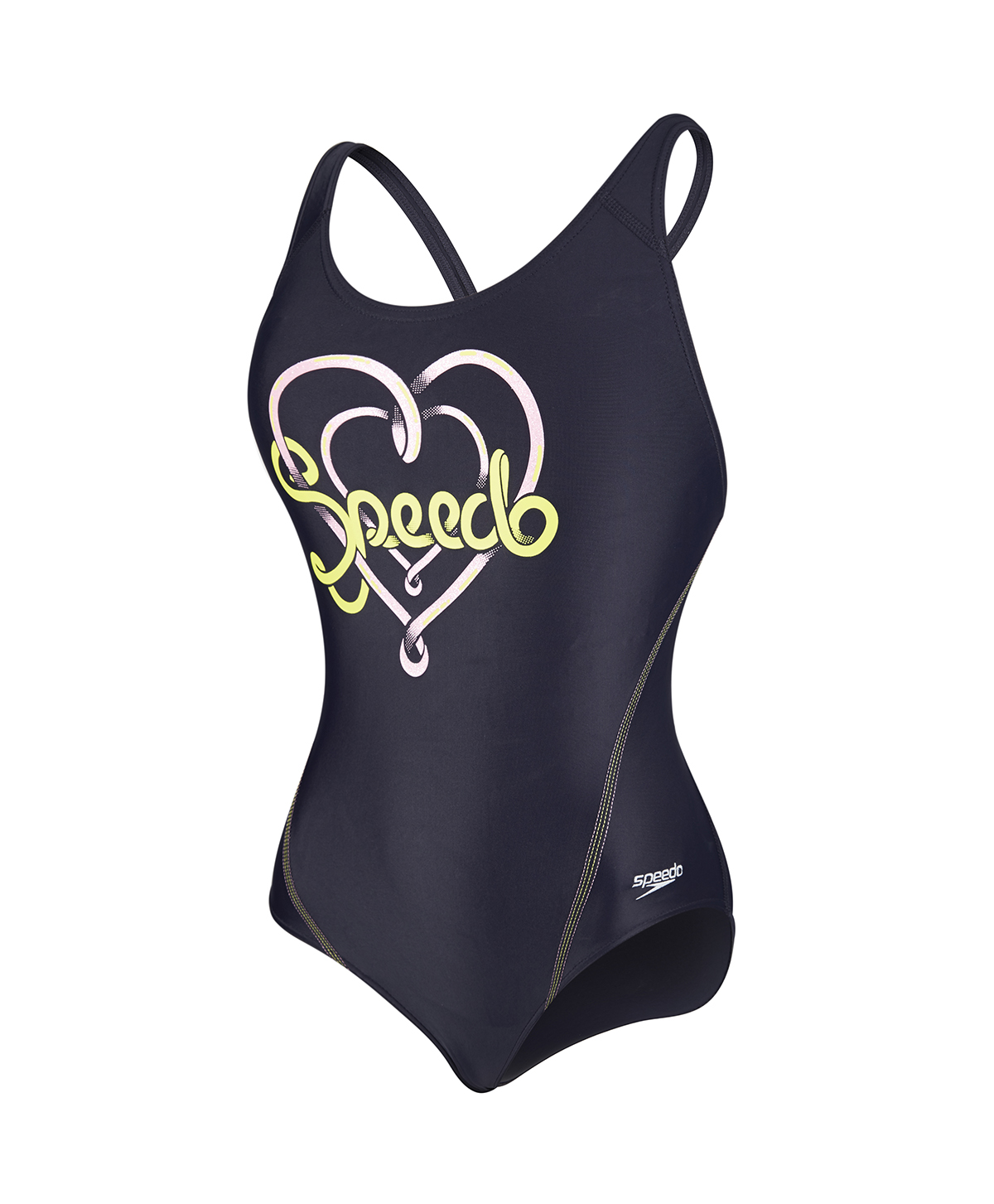 Speedo Girls Logo Placement Splashback Swimsuit Navy Lime Run Charlie